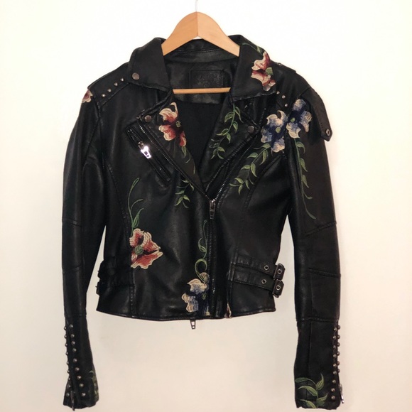 Blank NYC | Jackets & Coats | Blanknyc Floral Embroidered Leather Jacket | Poshmark